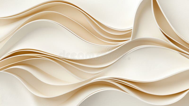 A Digital Illustration of a Flowing, Wave-like Pattern in a Cream Color ...