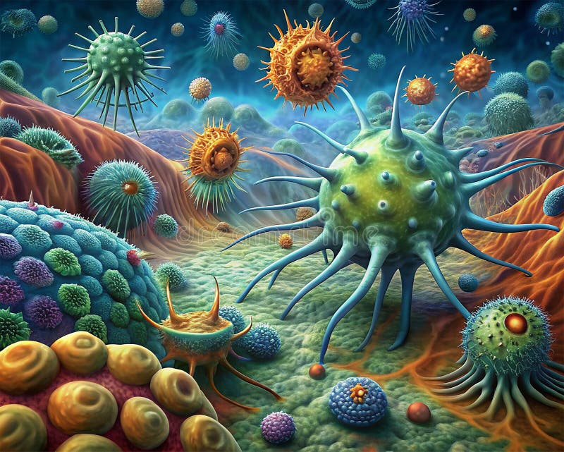 Digital Illustration of Flu Virus in Colour Background. 3d Rendering ...
