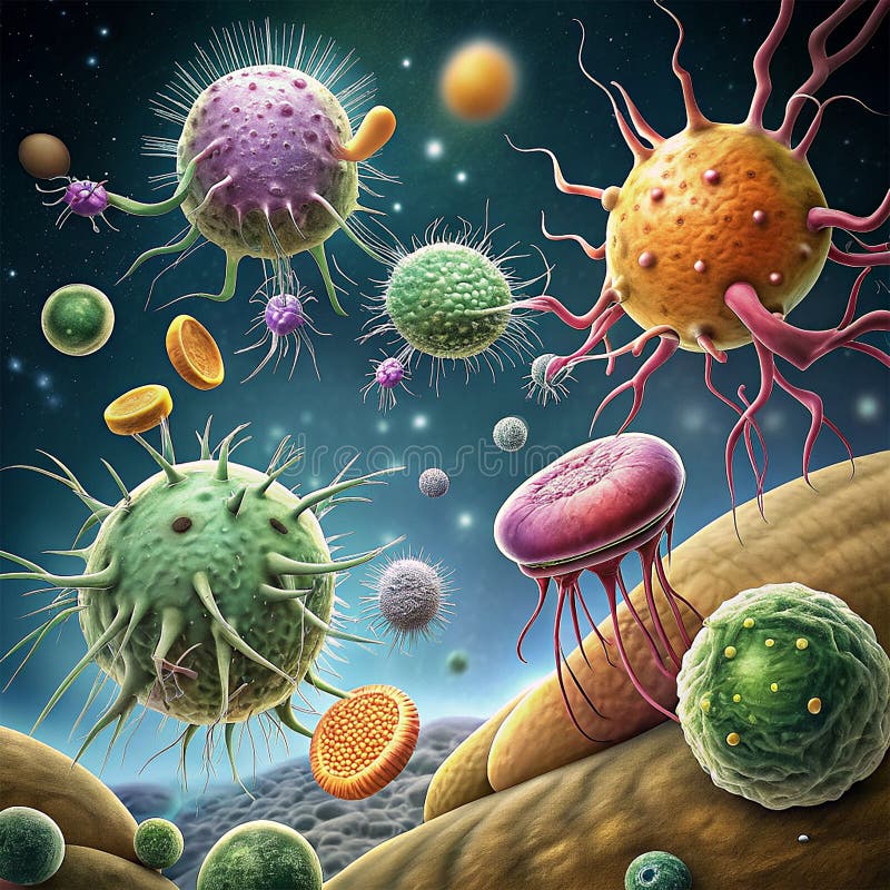 Digital Illustration of Flu Virus in Colour Background. 3d Rendering ...