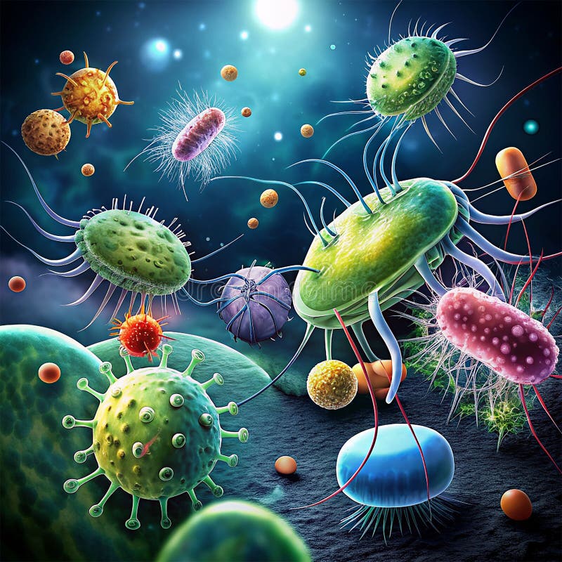 Digital Illustration of Flu Virus in Colour Background. 3d Rendering ...