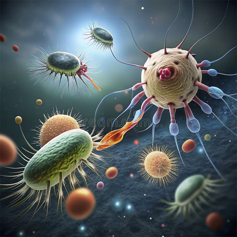Digital Illustration of Flu Virus in Colour Background. 3d Rendering ...