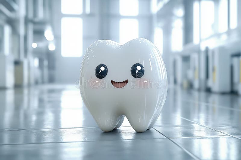 Digital Illustration of a Friendly Tooth Creature in a Sleek, Modern ...