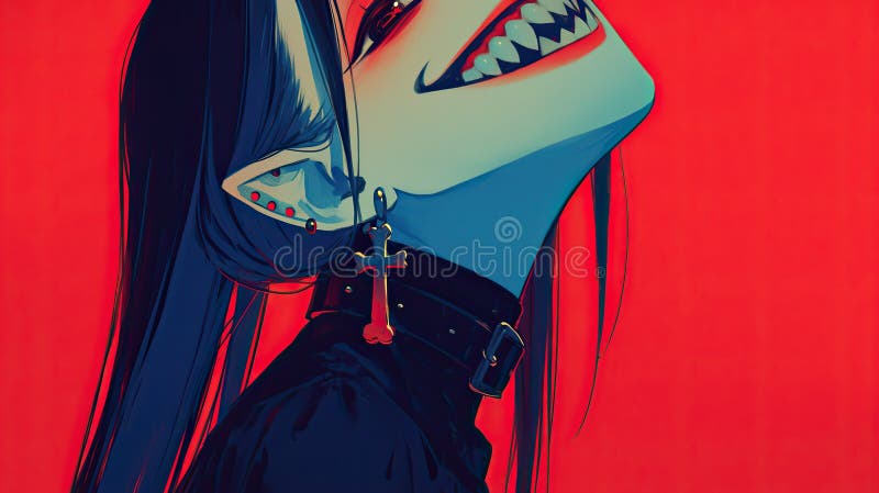 Friendly Vampire with Vibrant Teal Backdrop Stock Illustration ...