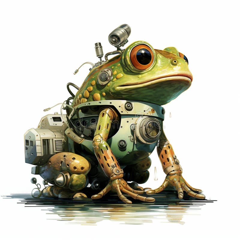 Digital Illustration of a Frog Robot Stock Illustration - Illustration ...