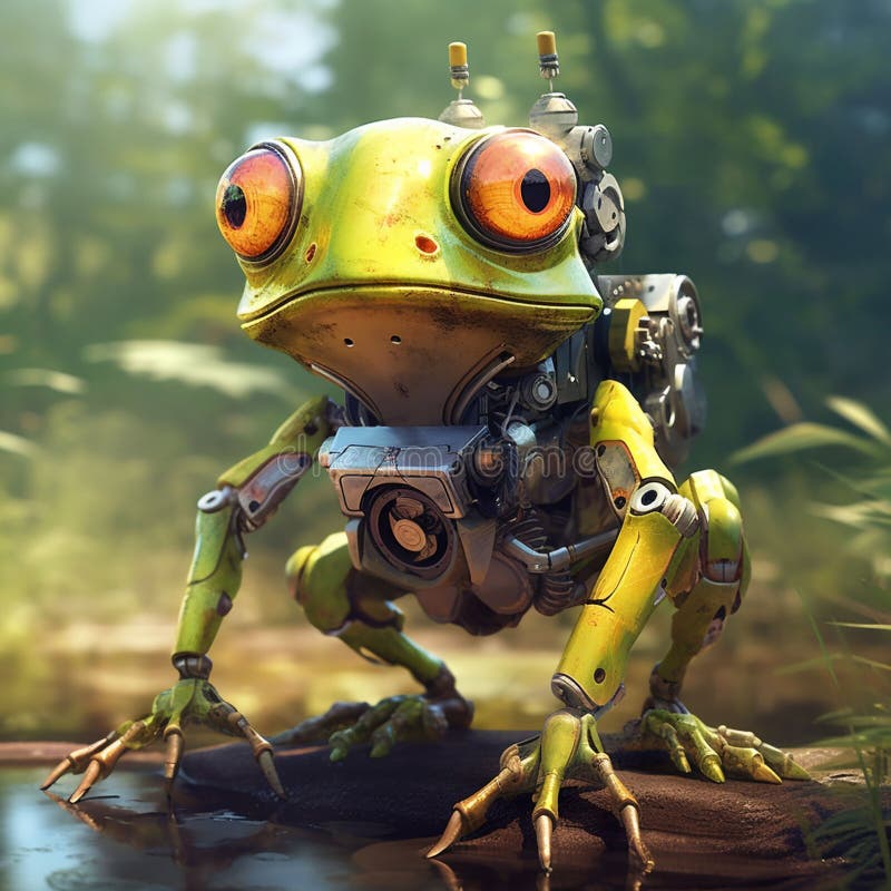 Digital Illustration of a Frog Robot Stock Illustration - Illustration ...