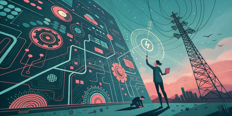 Tech Noir Illustration: a Futuristic Abstract Design Background Stock ...