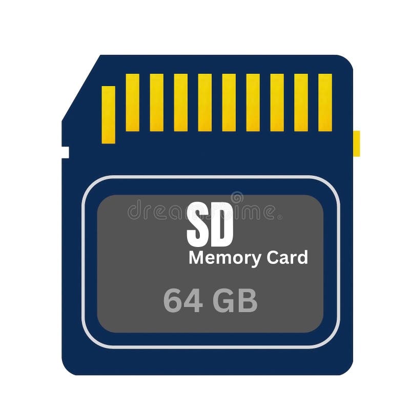 Digital Illustration of a 64 GB SD Memory Card on a White Background ...