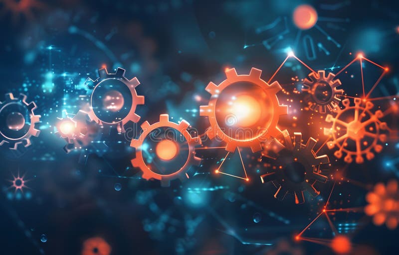 Interconnected Gears: Machine Learning System Stock Illustration ...