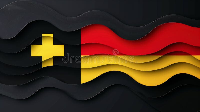 Digital Illustration of a German Flag Mockup with Wavy Paper Layers ...