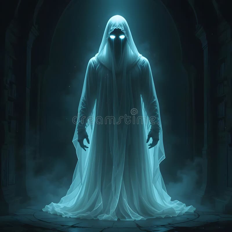 Digital Illustration of Ghost Man in the Dark Room, Ai Generated. Stock ...