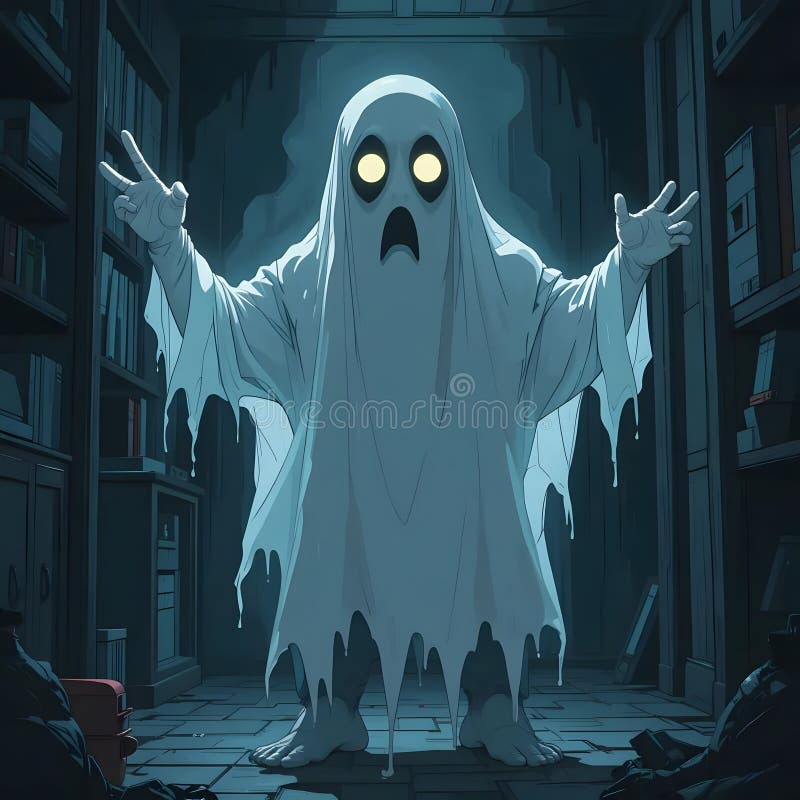 Digital Illustration of Ghost Man in the Dark Room, Ai Generated. Stock ...