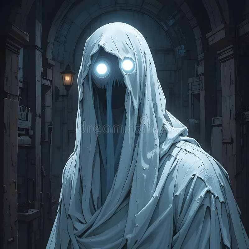 Digital Illustration of Ghost Man in the Dark Room, Ai Generated. Stock ...