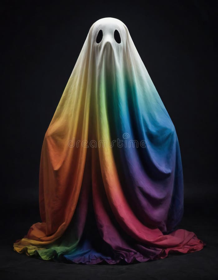 A Ghost Wearing a Rainbow-coloured Sheet Stock Illustration ...