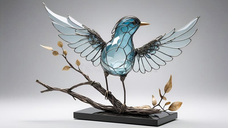Digital Illustration of a Glass Bird on a Grey Background. Unity of ...