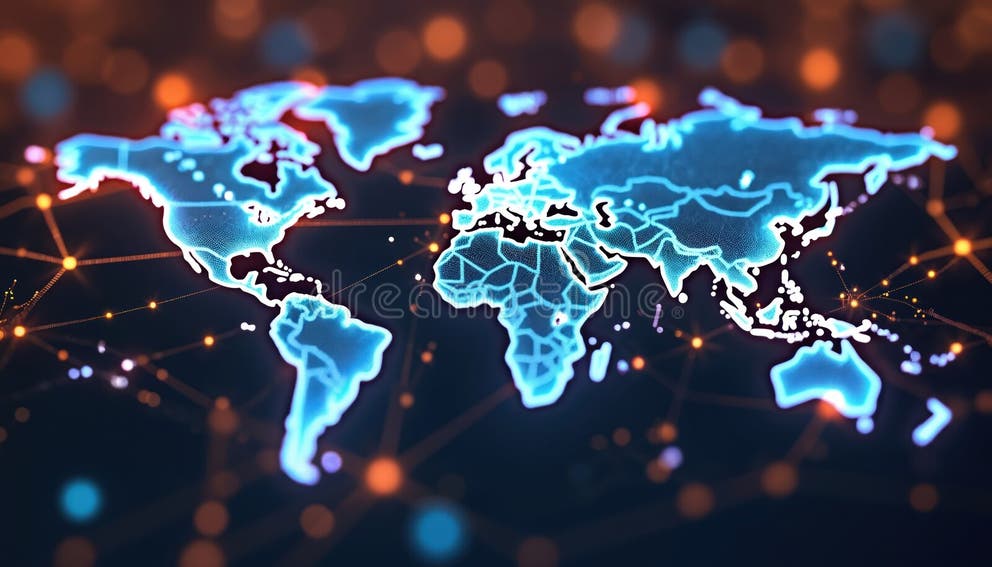 Digital Illustration of Global Network Connections. World Map Connected ...