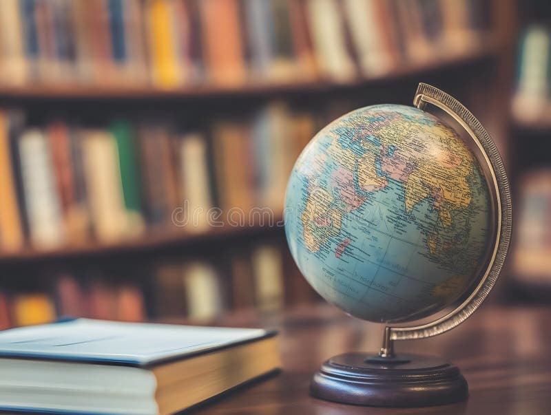 A Digital Illustration of a Globe in a Library, a Concept of Global ...