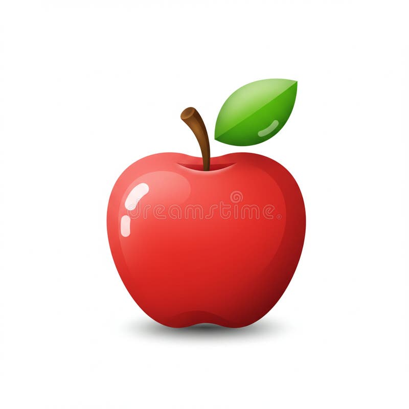 A Digital Illustration of a Glossy Red Apple with a Smooth Texture. it ...