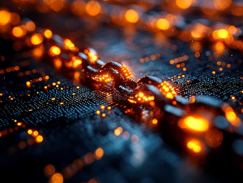 A Digital Illustration of a Glowing Chain-like Structure, Possibly a ...