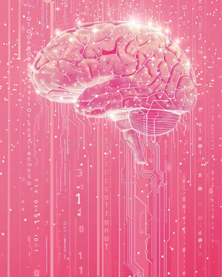 Futuristic Brain with Digital Interface Background Depicting Advanced ...