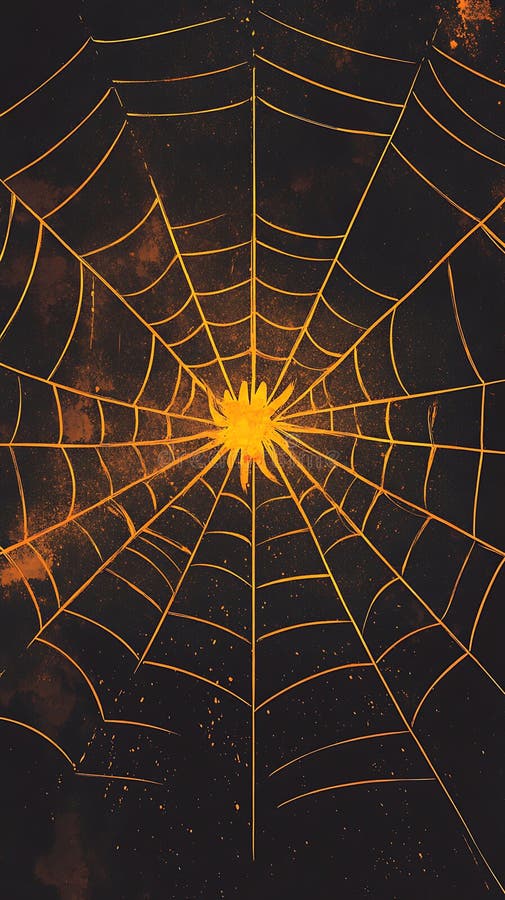 Golden Spiderweb Abstract with a Grunge Texture Stock Illustration ...