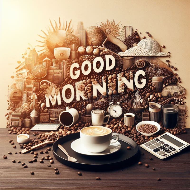 Digital Illustration of Good Morning Coffee Stock Illustration ...