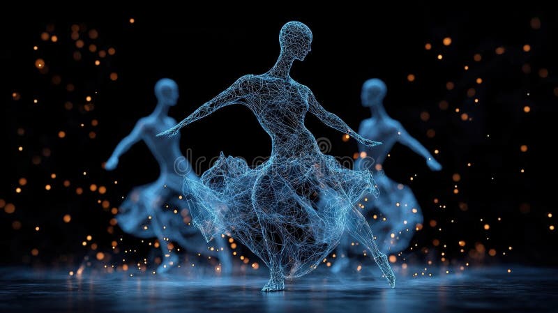 A Digital Illustration of a Graceful Dancer Captured in Motion with a ...
