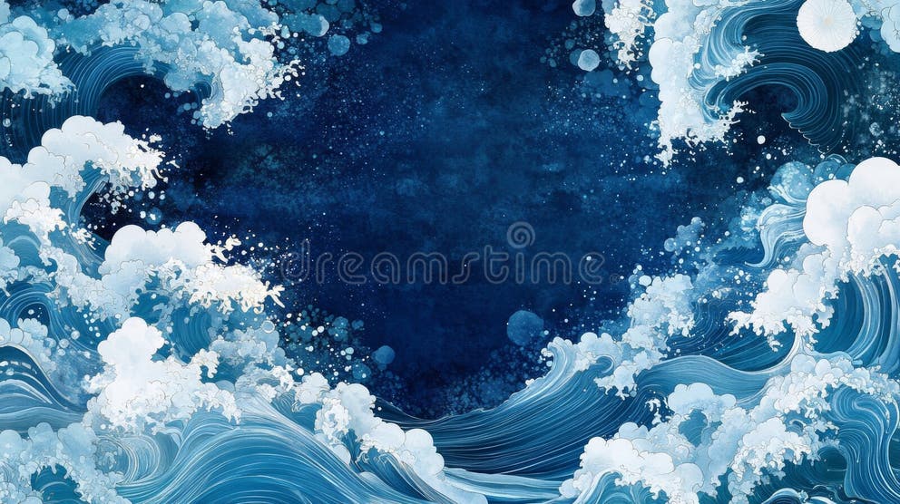 A Digital Illustration of the Great Wave Off Kanagawa, Created As a ...