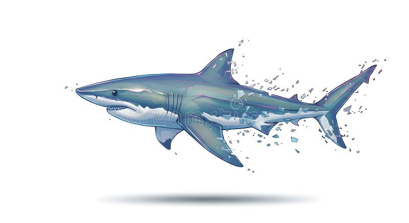 Digital Illustration of a Great White Shark with a Dynamic Effect. the ...