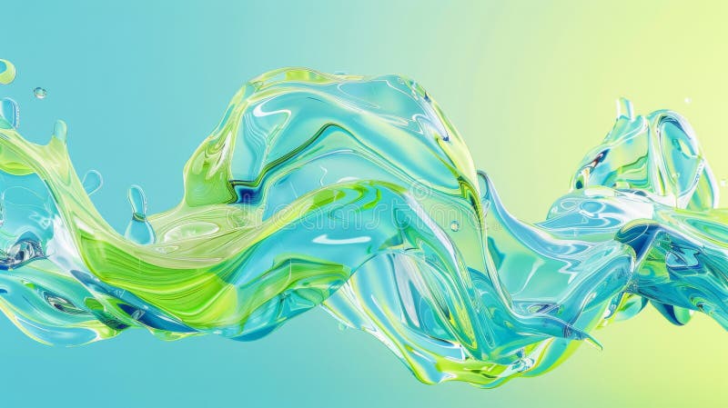 A Digital Illustration of a Green and Blue Water Splash Against a ...