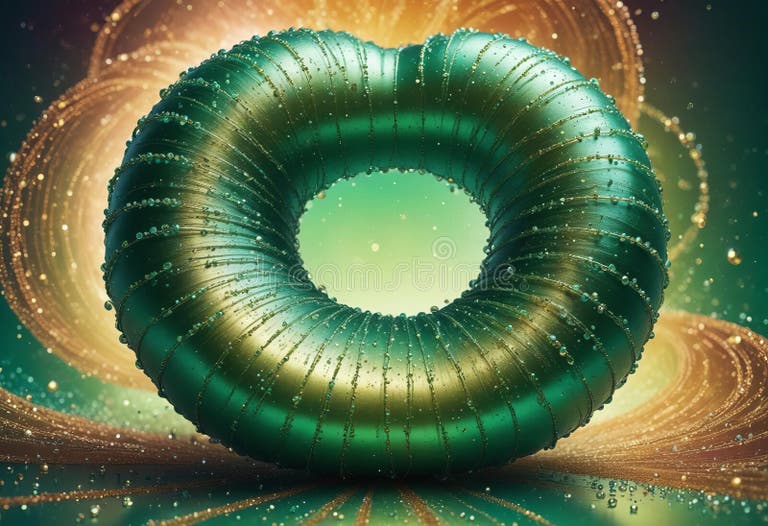 Digital Illustration of a Green Colored Torus with Sparkles Stock ...