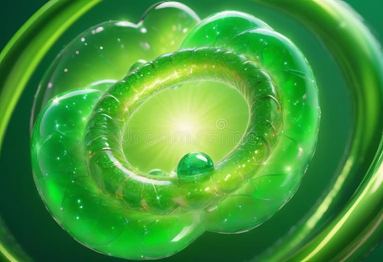 Digital Illustration of a Green Colored Torus with Sparkles Stock ...
