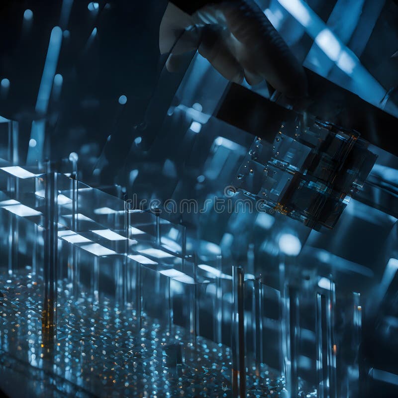 A Digital Illustration of a Group of Blue Quantum Cubes. Stock ...