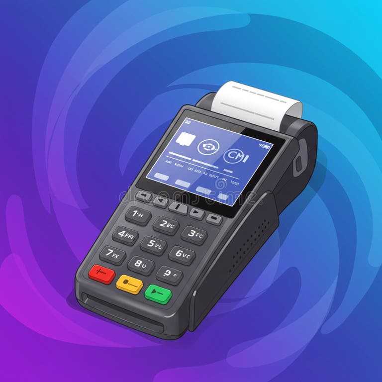 A Digital Illustration of a Handheld Point-of-sale (POS) Terminal. the ...