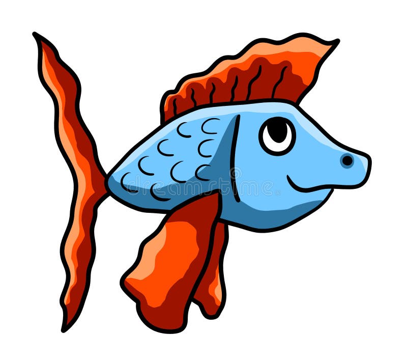 Curious Happy Fish stock illustration. Illustration of drawing - 119146441