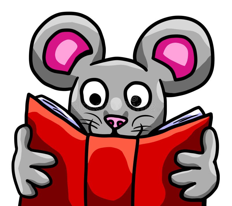 Happy Mouse Studying stock illustration. Illustration of domestic ...