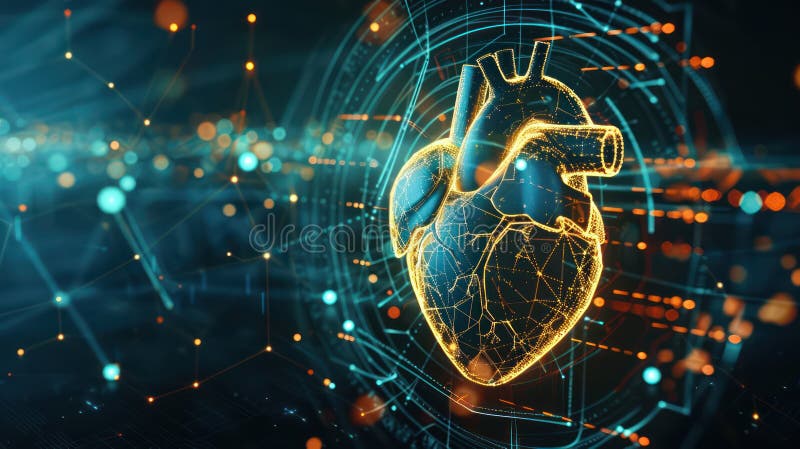 Digital Illustration of a Heart Icon Integrated into a Futuristic Stock ...