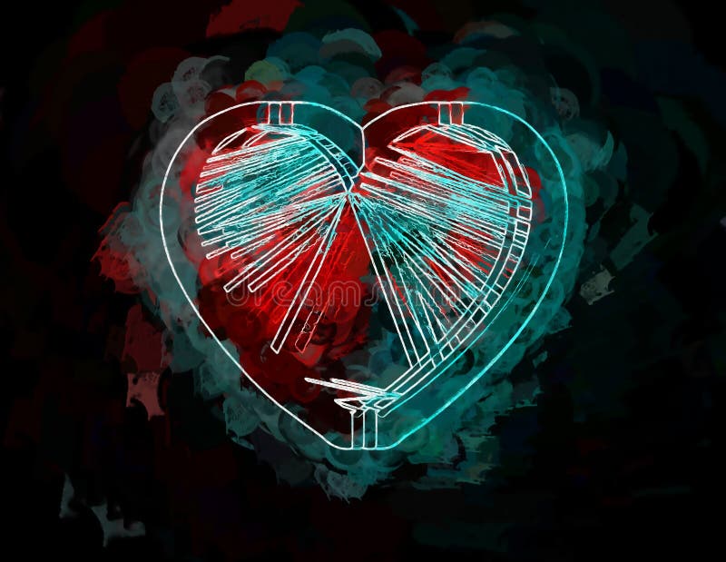 Digital Hearts and Color Paper Stock Illustration - Illustration of ...