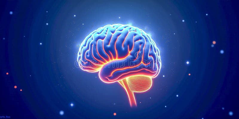 Image is a Digital Illustration of a Human Brain, Showcasing a Vibrant ...