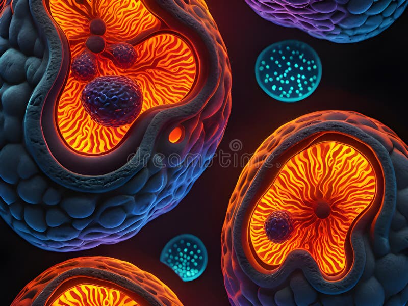 Digital Illustration of Human Cell with Cells Inside Stock Illustration ...