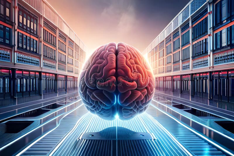 Digital Illustration of Brain in Colour Background with Light Effects ...