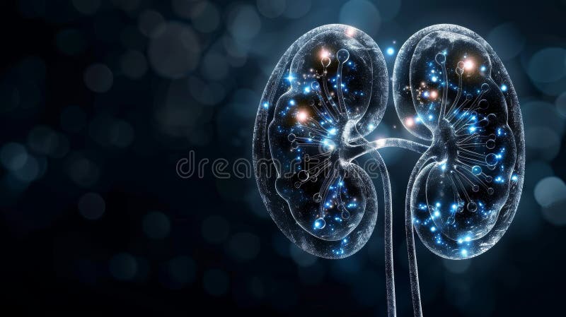 Digital Illustration of Human Kidneys with a Futuristic Design Against ...