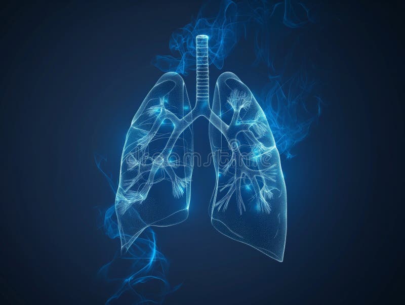Digital Illustration of Human Lungs with Blue Light Effects Stock Image ...