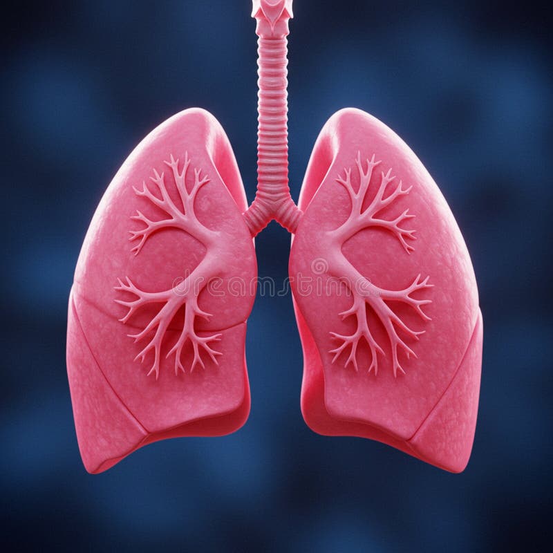 Digital Illustration of Human Lungs, Featuring Pink Anatomical ...