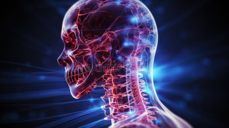 Digital Illustration of Human Skeleton in Colour Background Stock ...