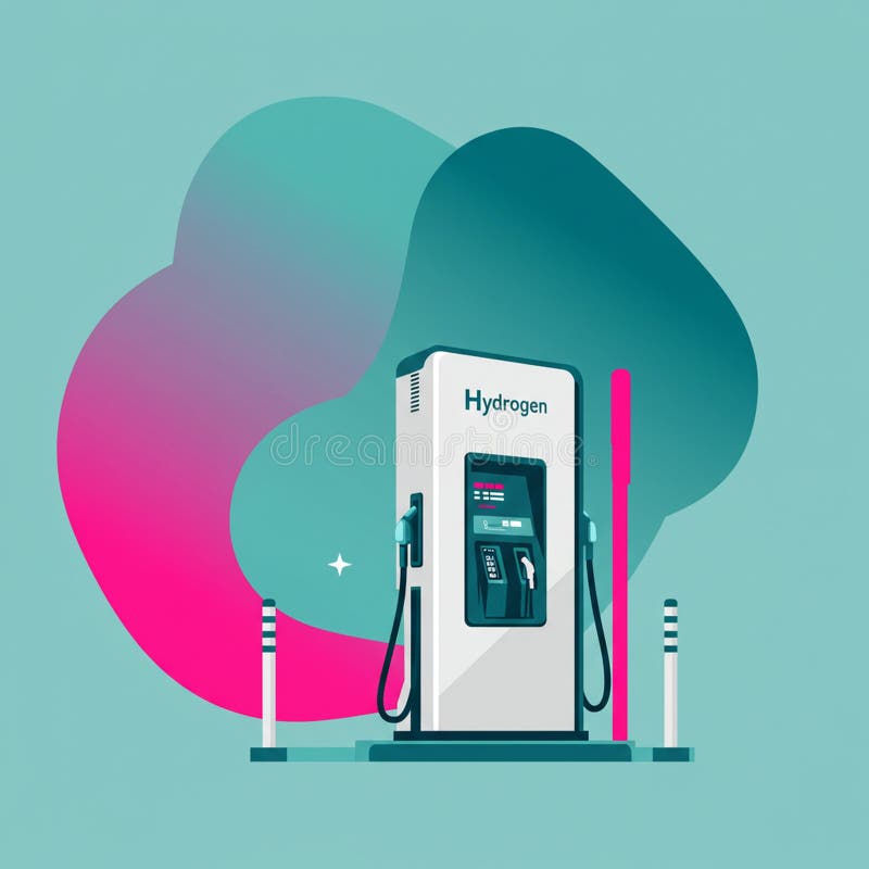 A Digital Illustration of a Hydrogen Fuel Pump with a Sleek, Modern ...