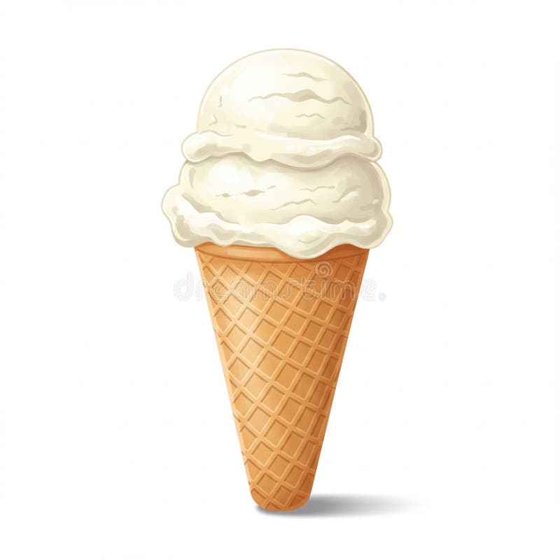 A Digital Illustration of an Ice Cream Cone Featuring Two Scoops of ...