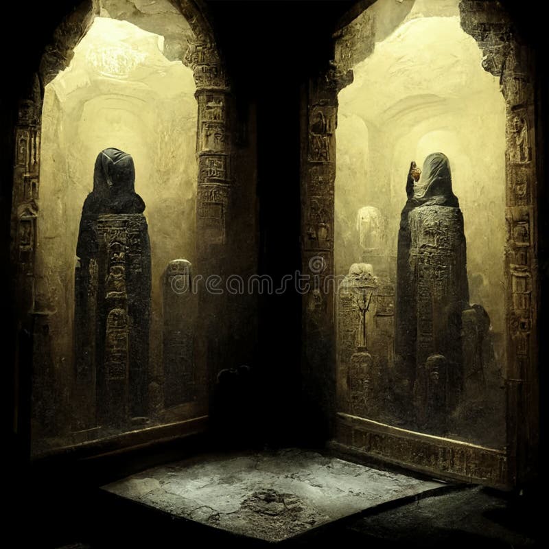 Digital Illustration Inside the Egyptian Pyramids: Carved Statues and ...