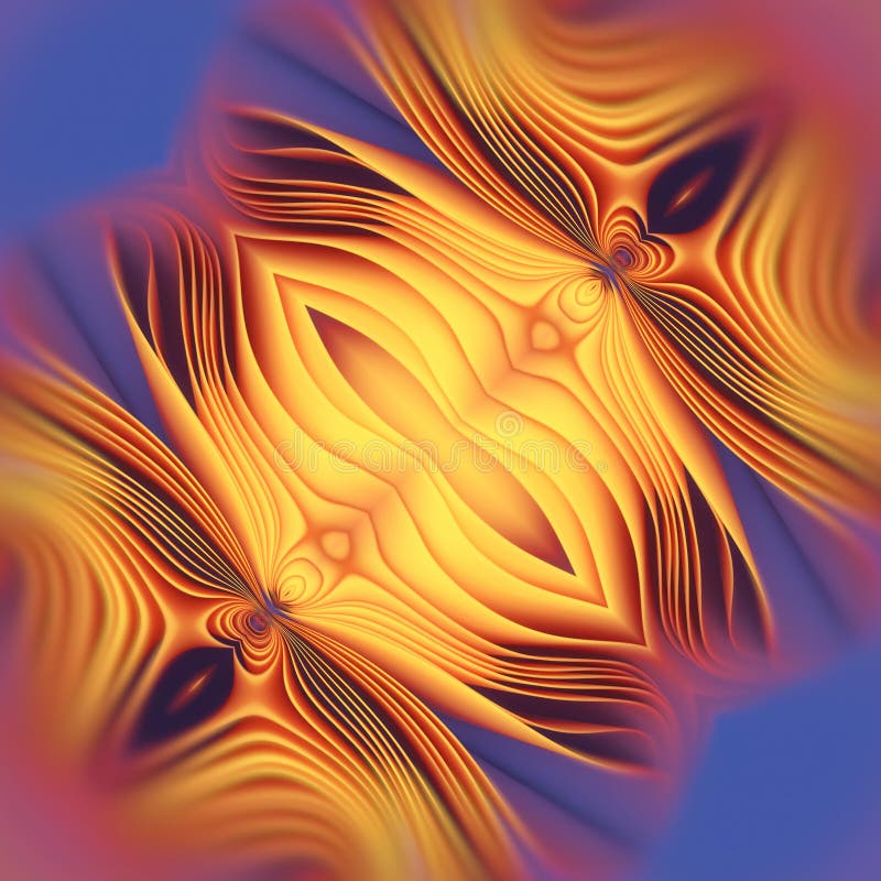 Digital Illustration of Interlacing Soft Fabric Leaves with Yellow-red ...