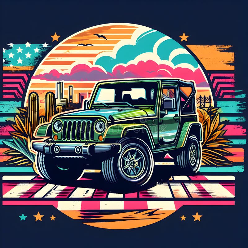 Digital Illustration of a Jeep Stock Illustration - Illustration of ...