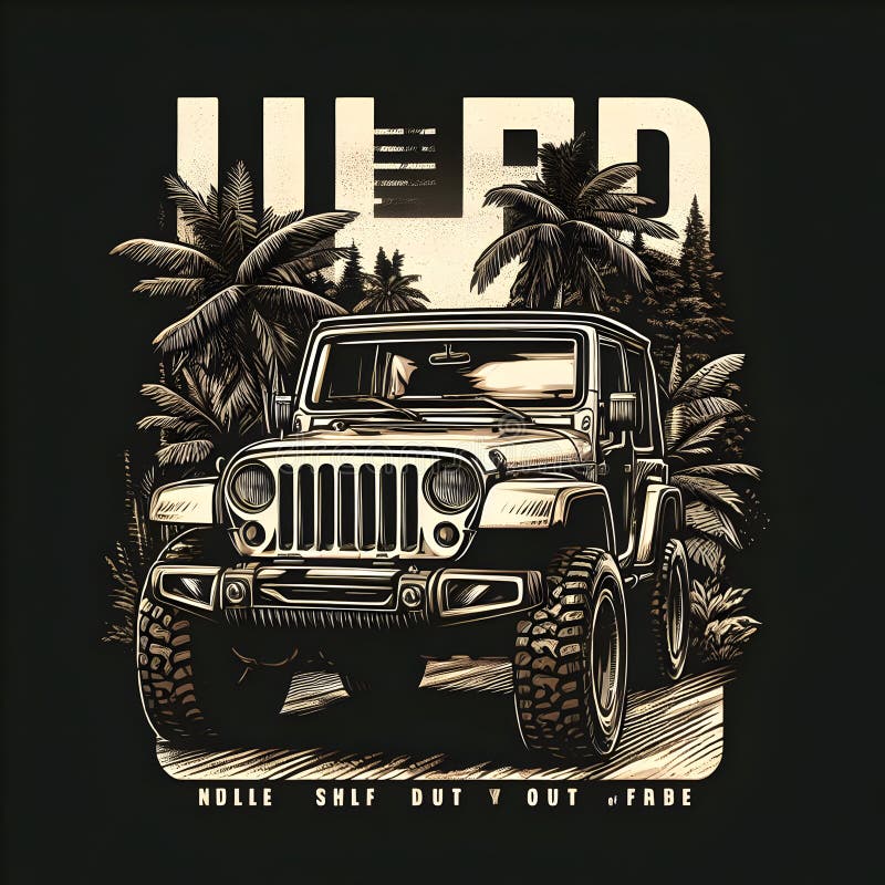 Digital Illustration of a Jeep Stock Illustration - Illustration of ...